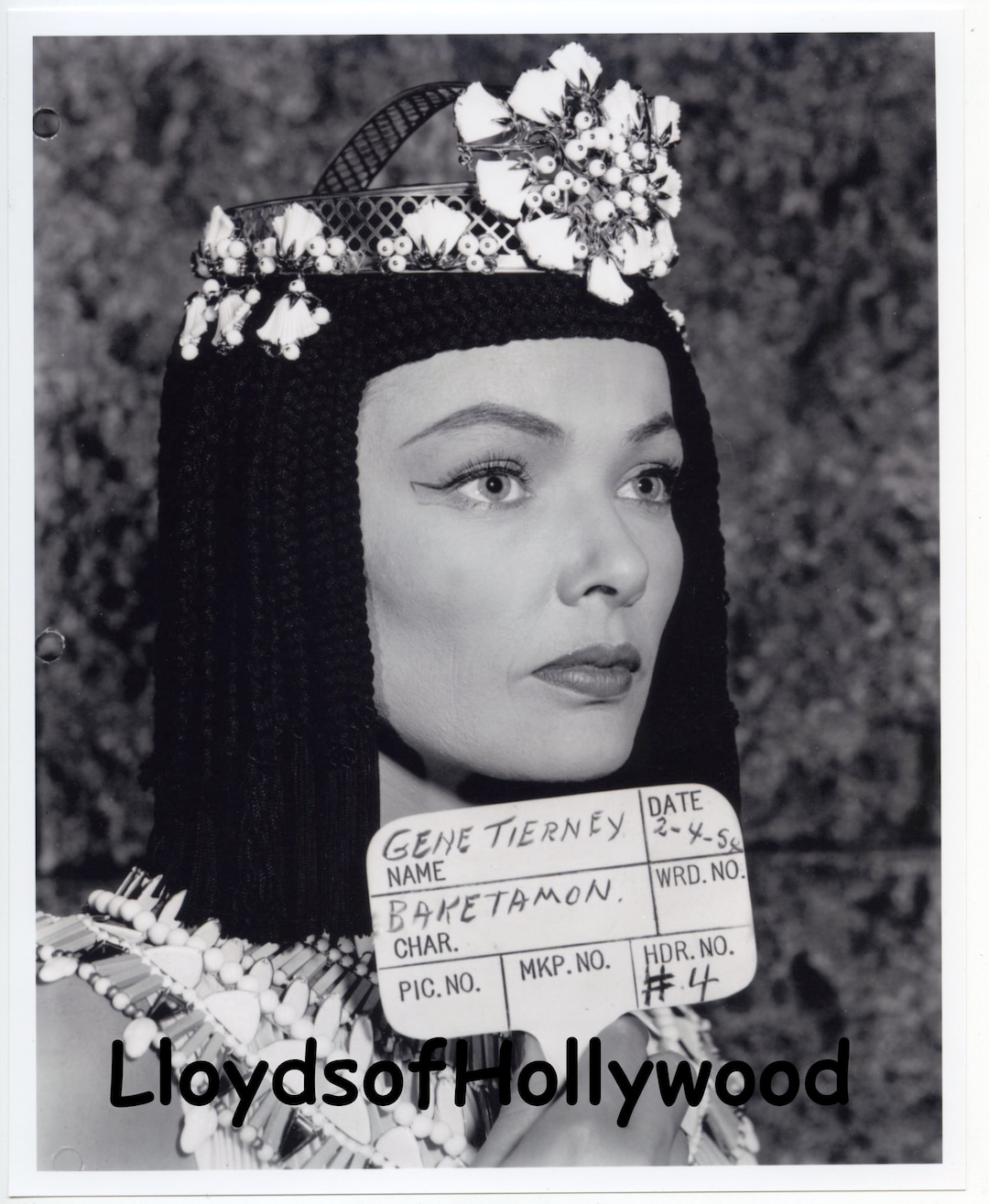 Gene Tierney Plays Baketamon in the Egyptian Hair Costume Test ...