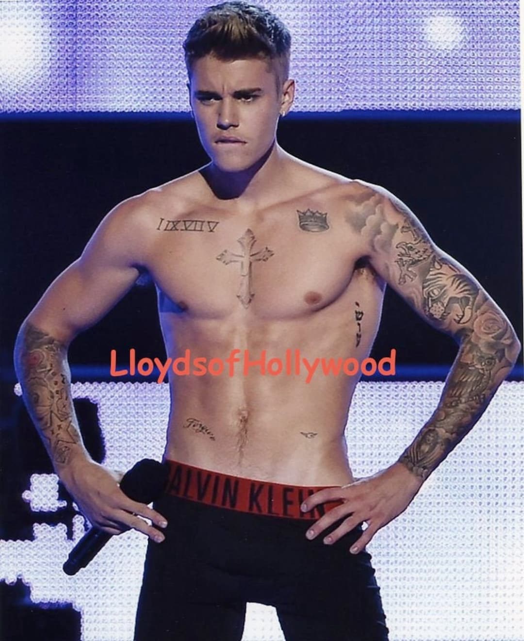 Justin Bieber Tattoed Body in Black Underwear Beefcake Photograph - Etsy