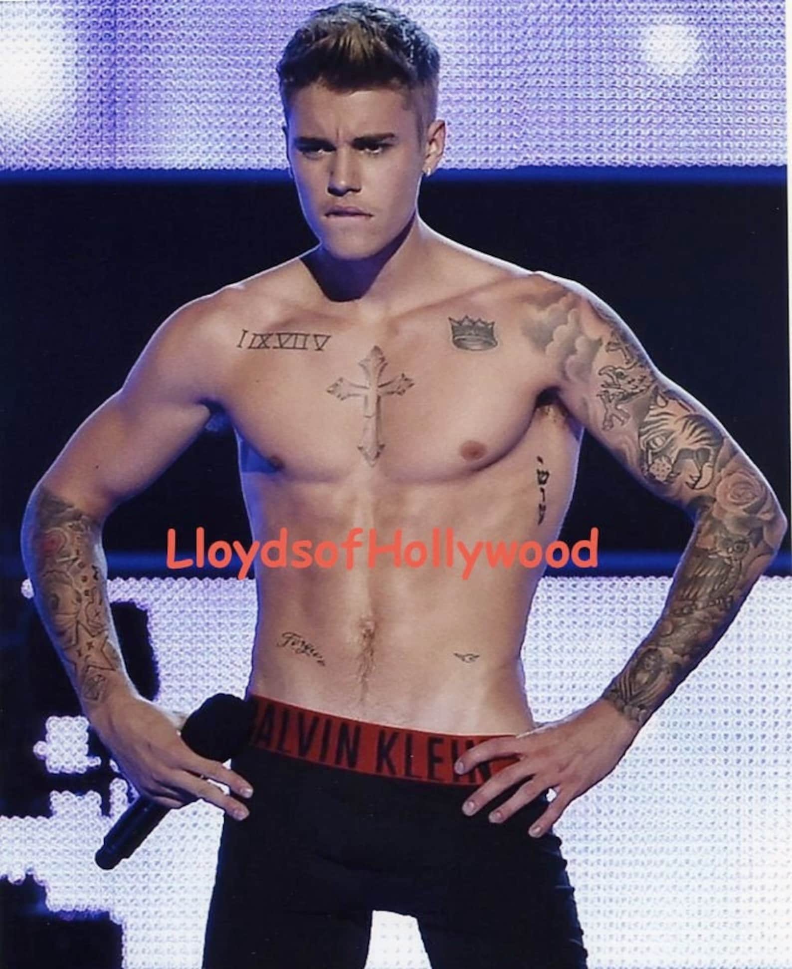 Justin Bieber Tattoed Body in Black Underwear Beefcake Photograph - Etsy