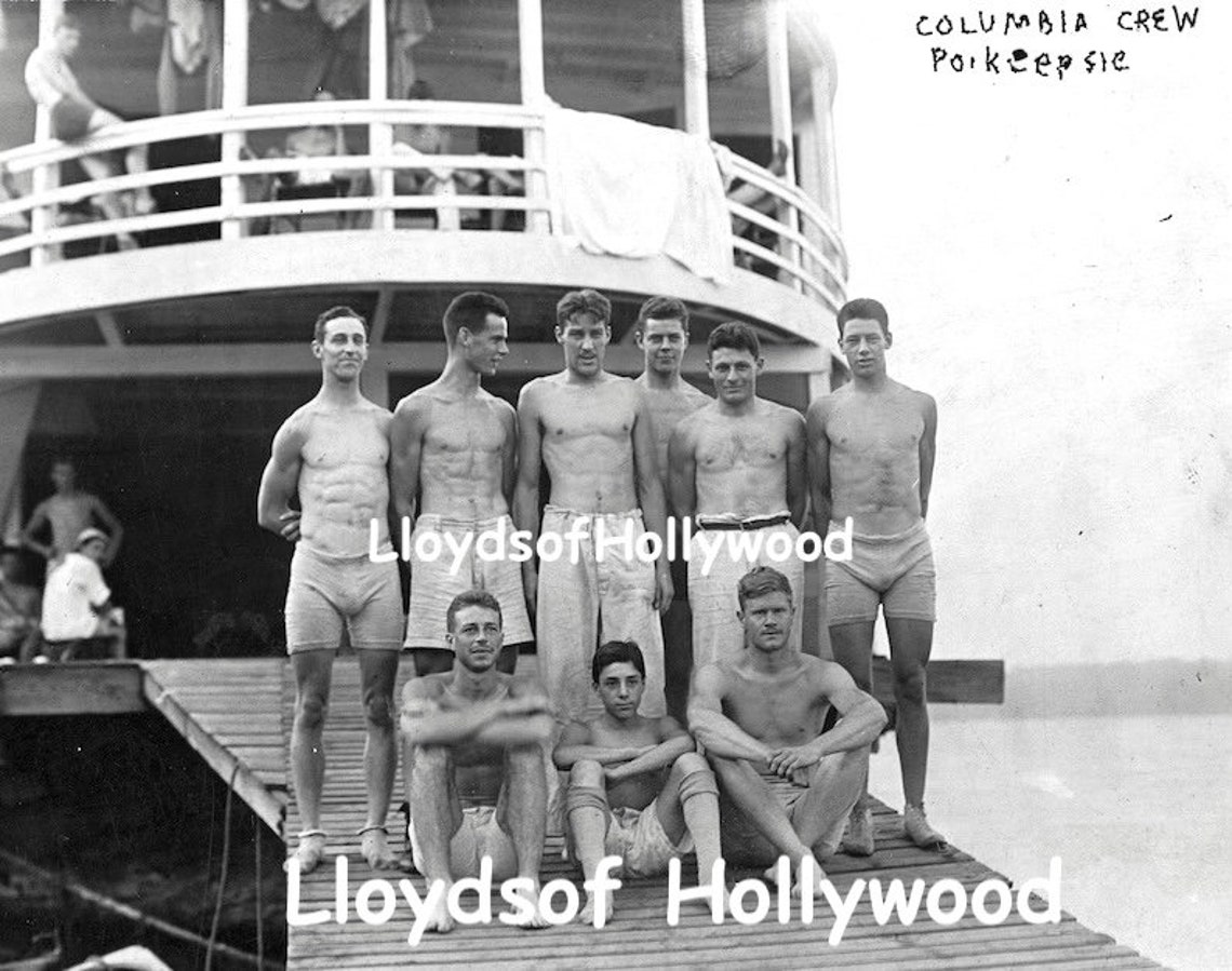 Columbia Crew College Rowing Team Handsome Male Students on Houseboat ...
