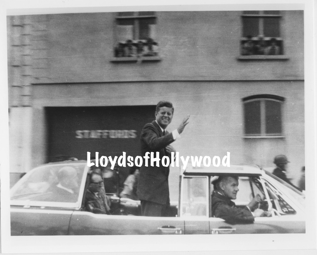 John F Kennedy President Trip to Ireland Standing in Open Car ...