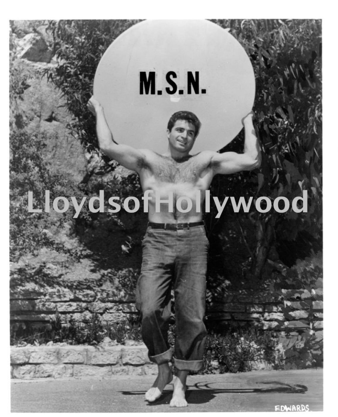Vince Edwards Handsome Actor Ben Casey Hairy Chest in Jeans Photograph ...