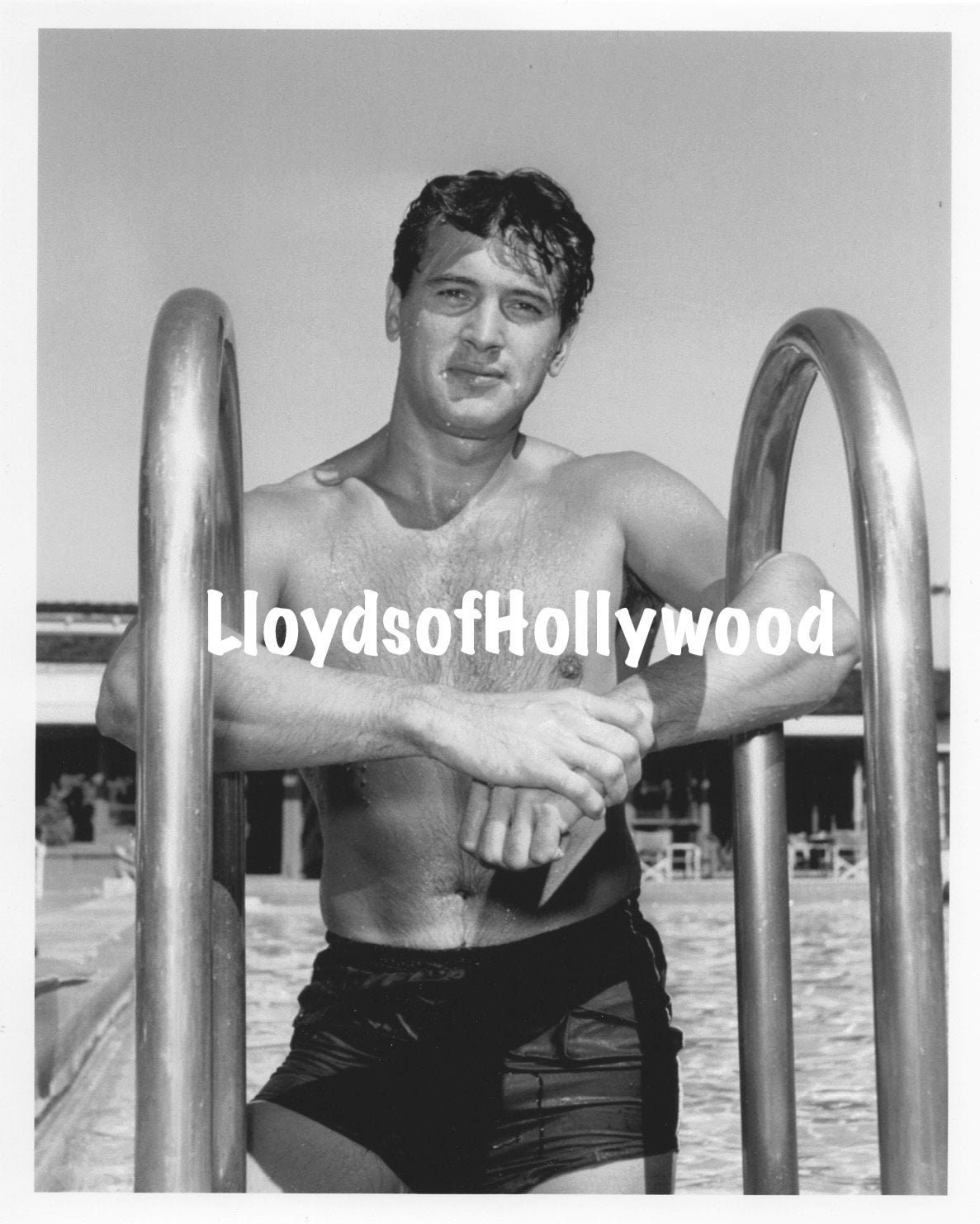 Rock Hudson Handsome Hollywood Actor at Pool Unique Candid Photograph ...