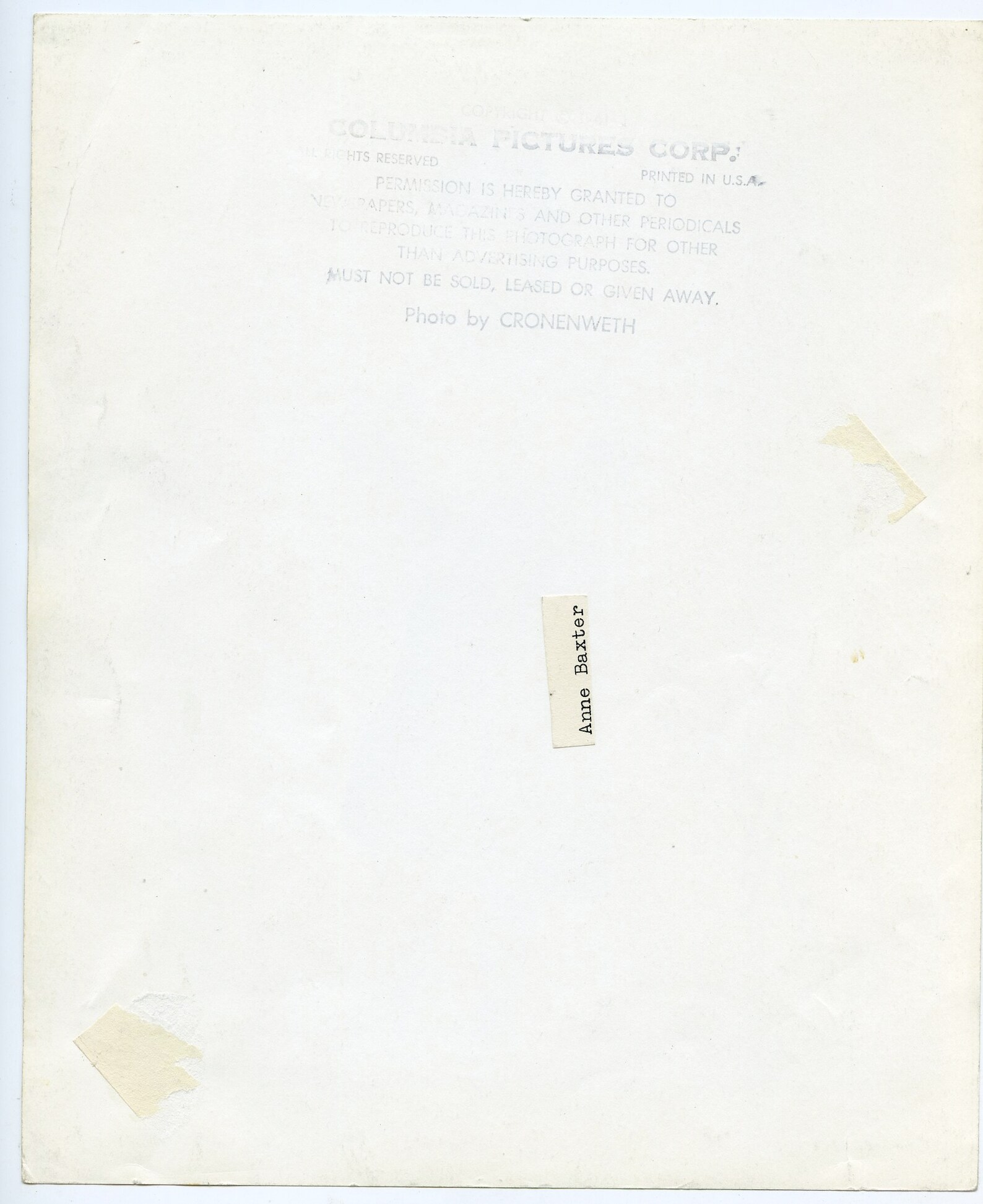 Anne Baxter Autograph Hand Signed Costume Test Walk on the Wild Side ...