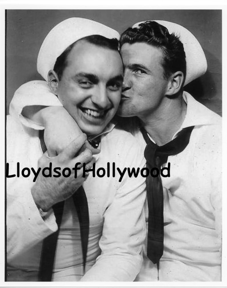 USA Military Men Navy Buddies Kissing in Photo Booth Photograph 1940's ...