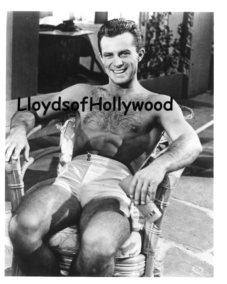 Robert Conrad Handsome Actor Hairy Chest Hunk in Trunks Hawaiian Eye Pre Wild Wild West Candid ...