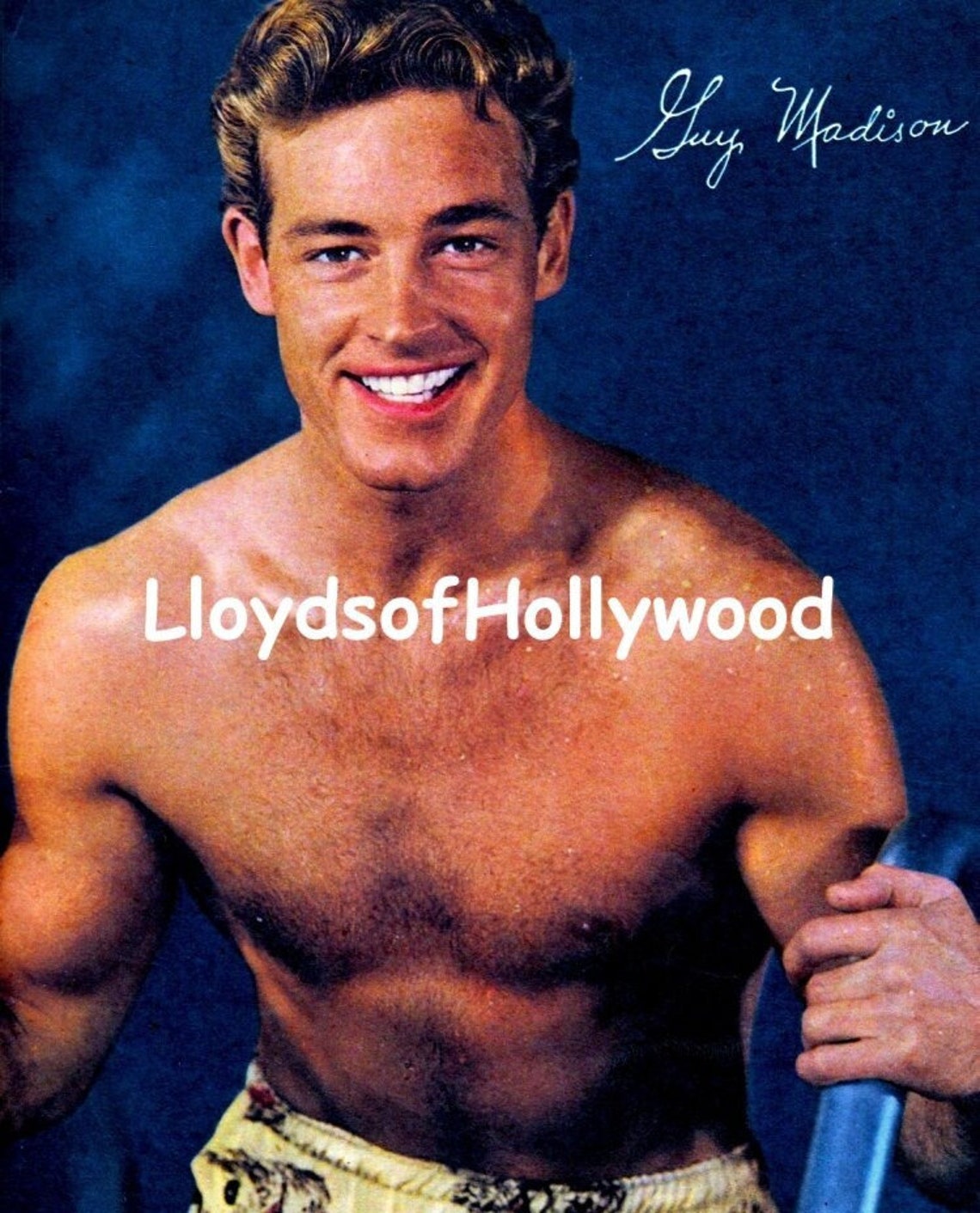 Guy Madison Handsome Hollywood Actor Hunk in Pool Color Photograph 1945 - Etsy