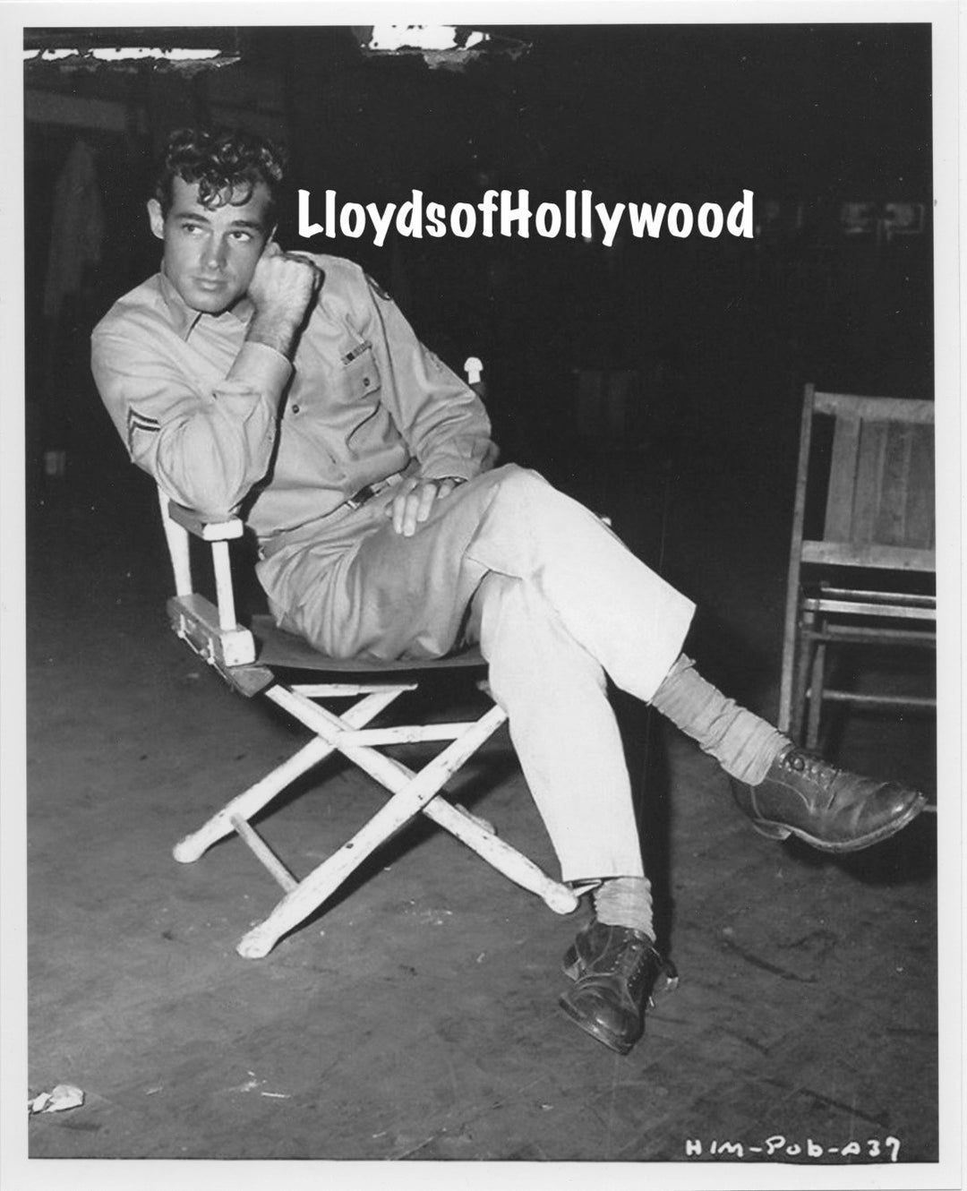 Guy Madison Handsome Hunk in Uniform on Set for Film Honeymoon Candid ...