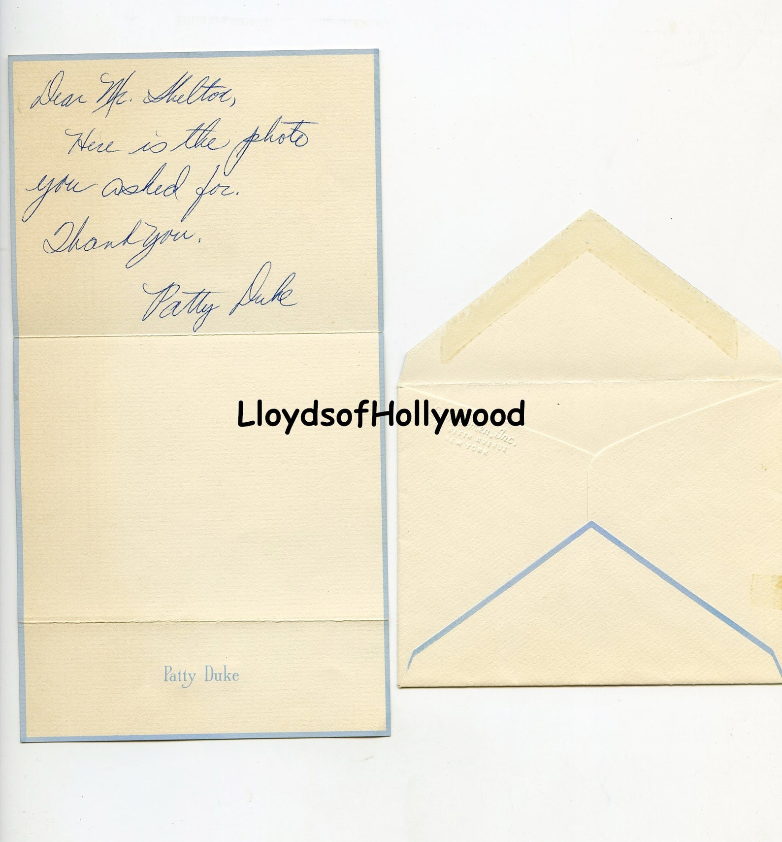 Patty Duke Autograph Hand Signed Rare Vintage Personal Embossed ...