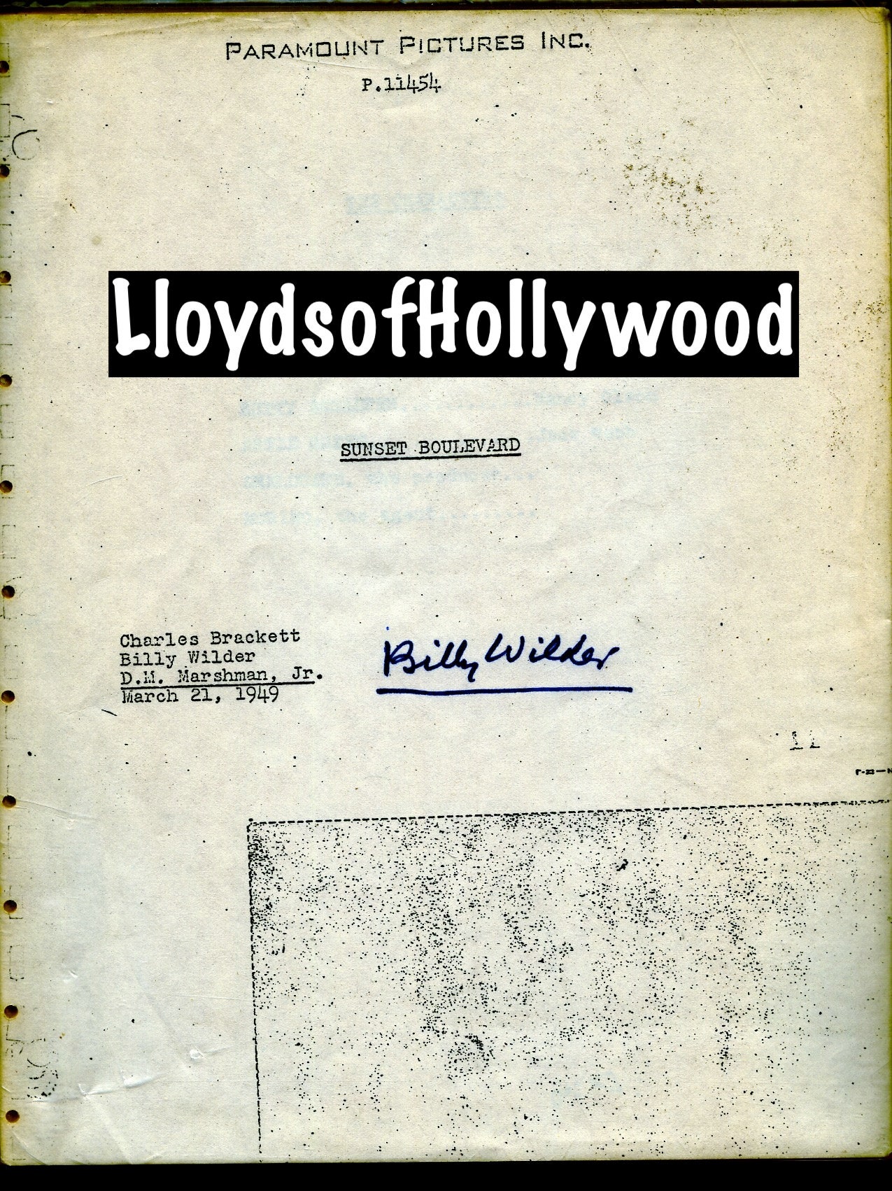 Sunset Boulevard Original Vintage Movie Script Hand Signed - Etsy