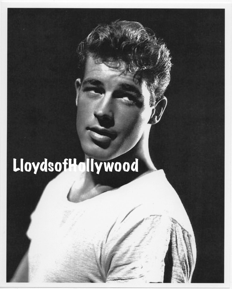 Guy Madison Handsome Hollywood Actor Hunk in White T Shirt WWII Veteran Mid-century Photograph ...