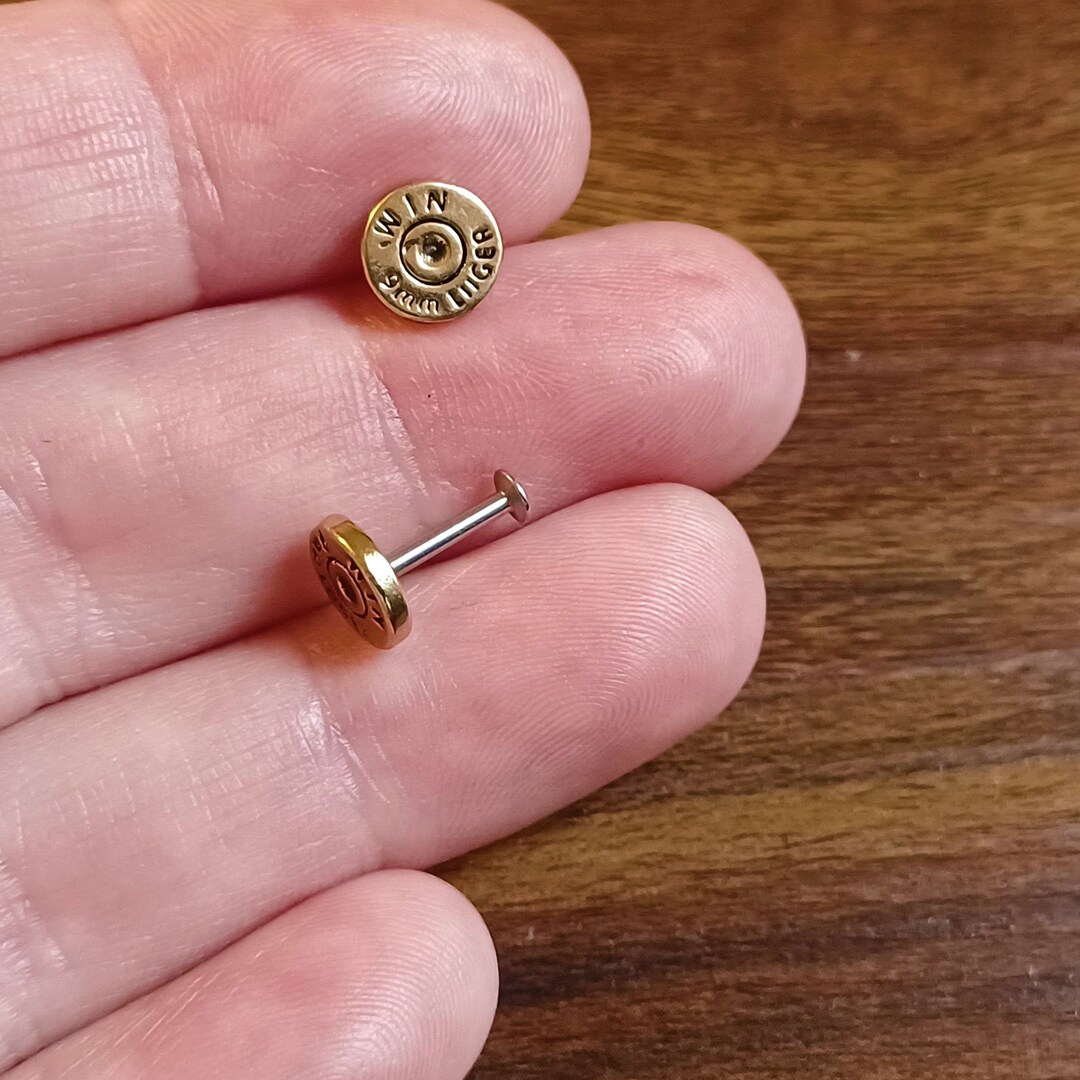 Labret Stud, Earring, Helix Earring, Luger Bullet Top /16g/cartilage ...