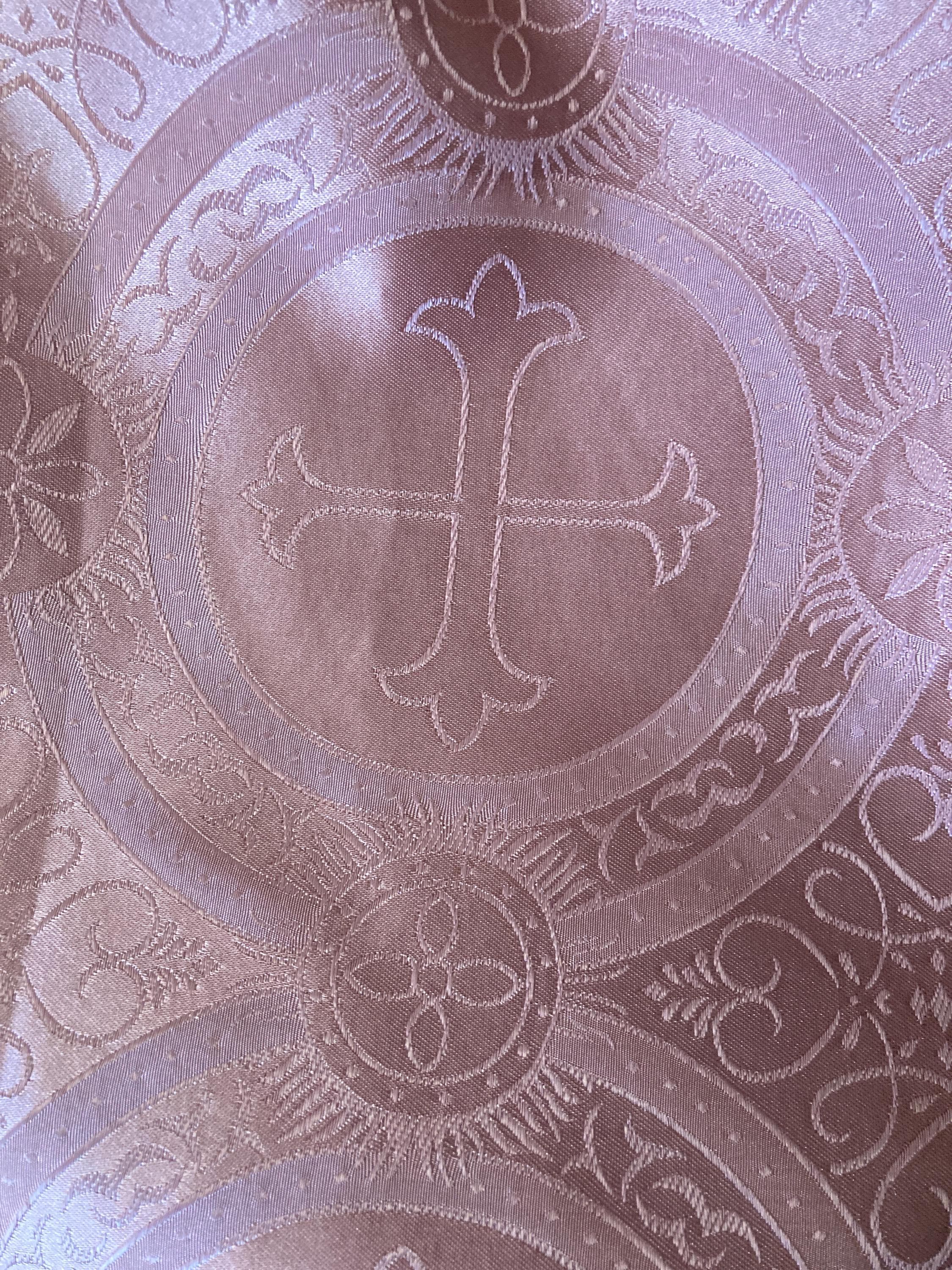 Rose Pink Liturgical Brocade Fabric With Cross Design - by the Yard - Etsy