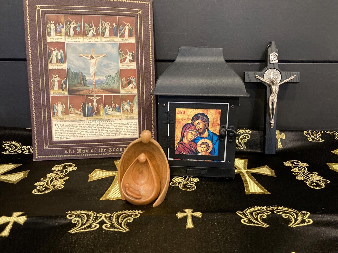 Black & Gold Home Altar Cloth: Catholic Liturgical Table Runner - Etsy
