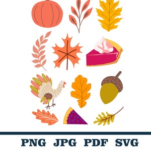 Thanksgiving Clipart Cute Fall Clipart Set Turkeys - Etsy