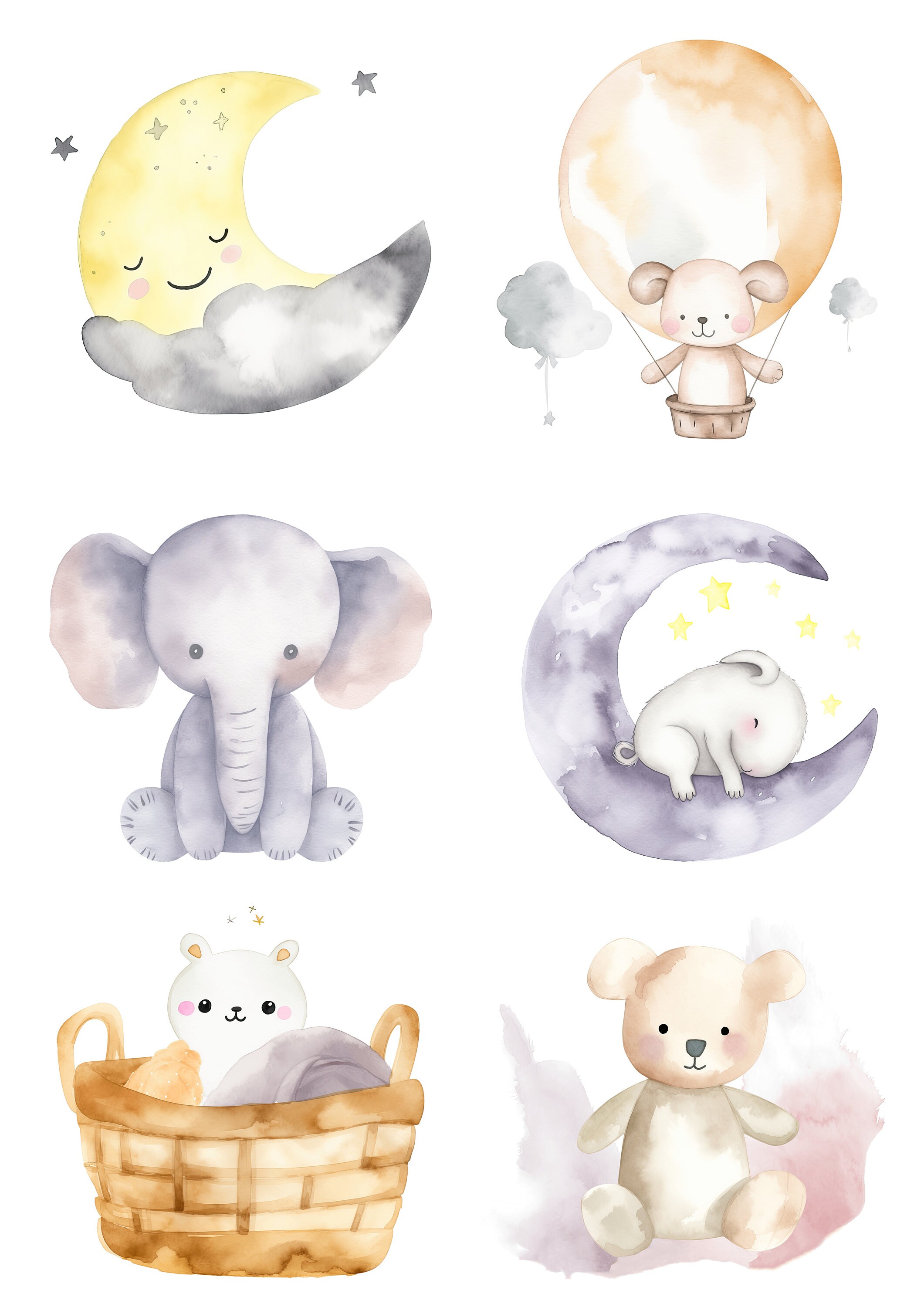 Teddy Bear on the Moon Moon Clipart Baby Boy Nursery - Etsy