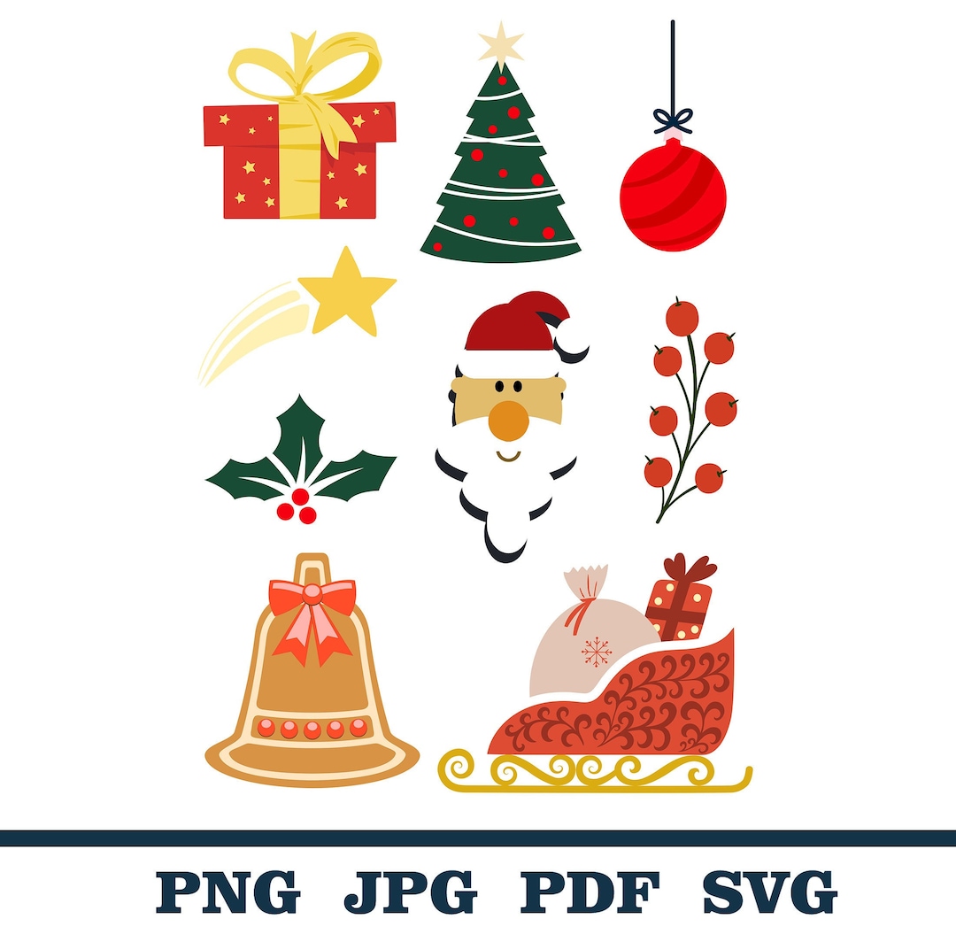 Cute Christmas Clipart, Christmas Clip Art Set, Santa, Elf, Tree ...