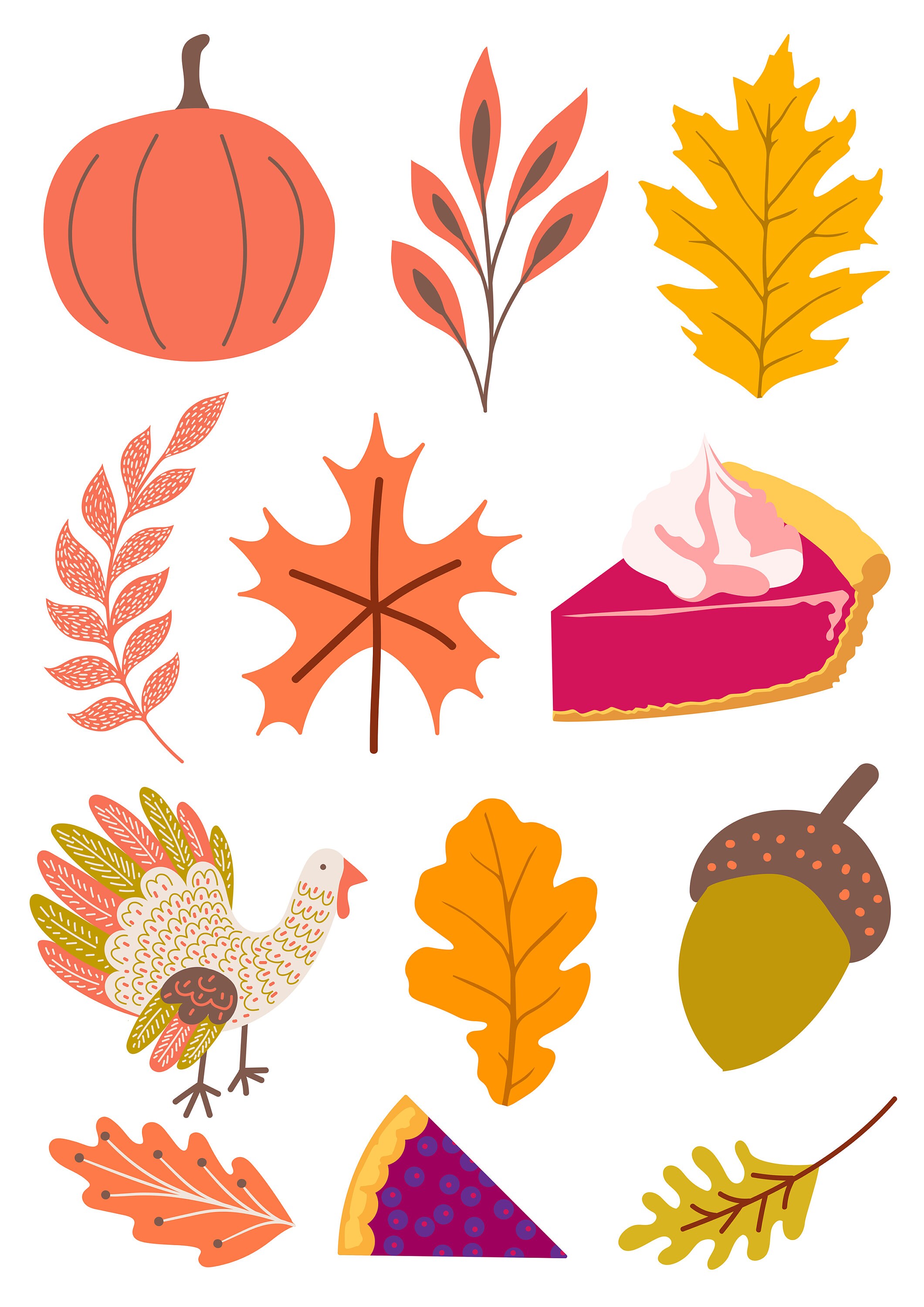 Thanksgiving Clipart Cute Fall Clipart Set Turkeys - Etsy
