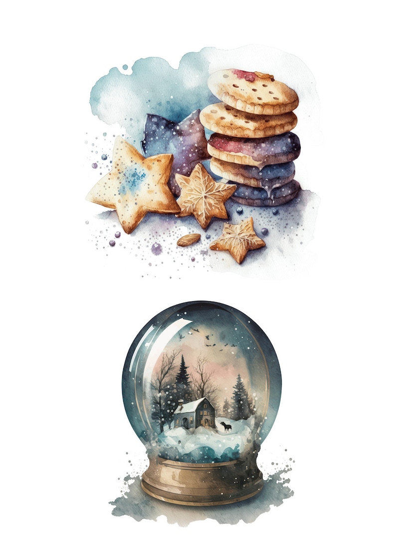 Christmas Snow Globe Watercolor Clipart Winter Holiday Snow - Etsy