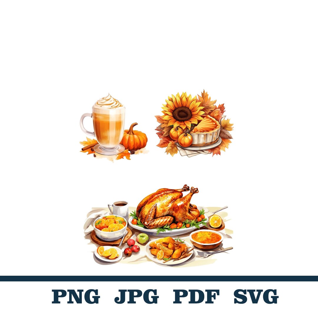Thanksgiving Food Clipart Thanksgiving PNG Autumn Food - Etsy