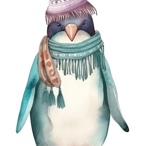 Penguin Clipart Watercolor Arctic Animals Clipart Cute - Etsy
