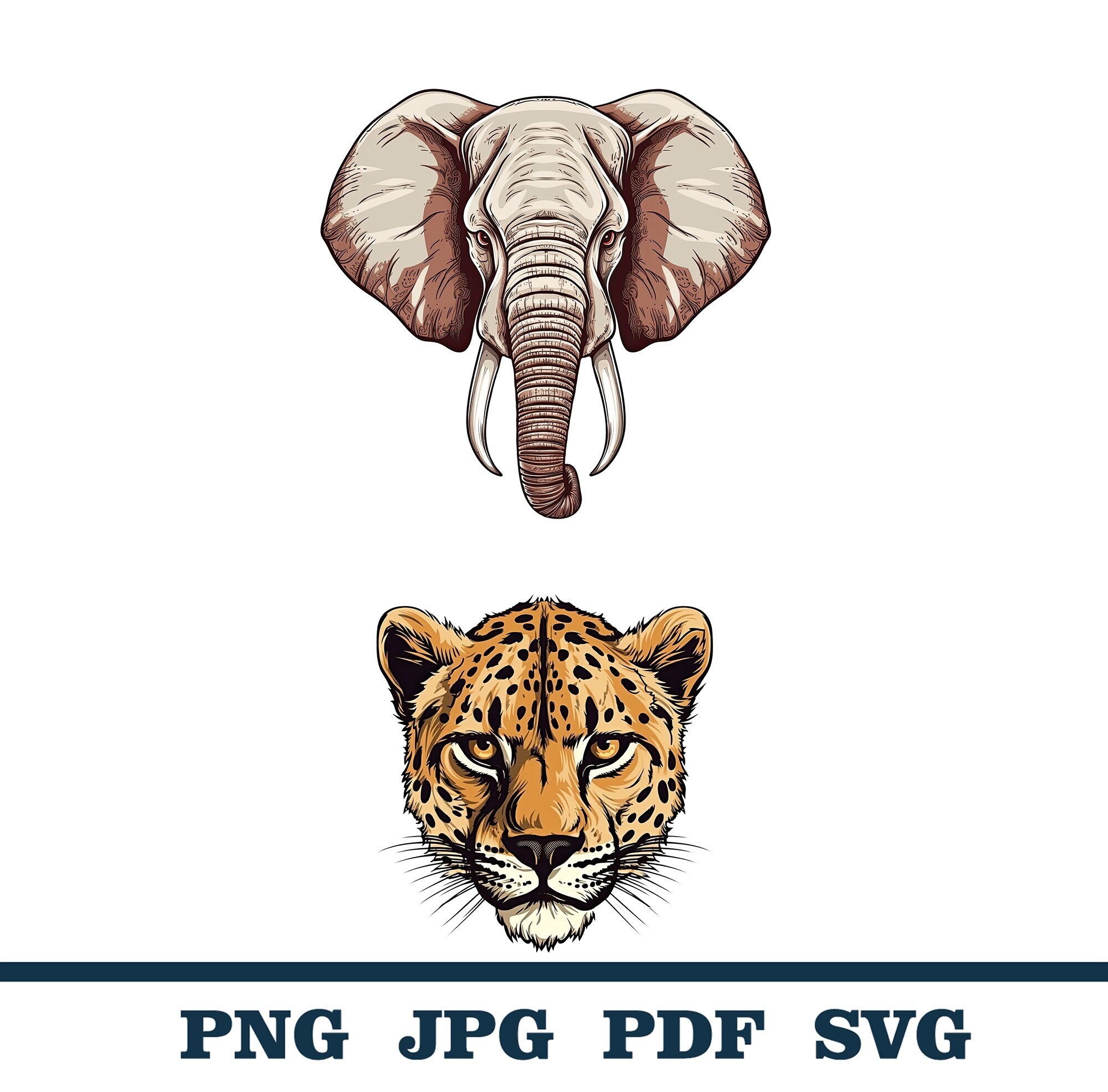 Safari Animal Faces Svg Jungle African Animal Head Png - Etsy