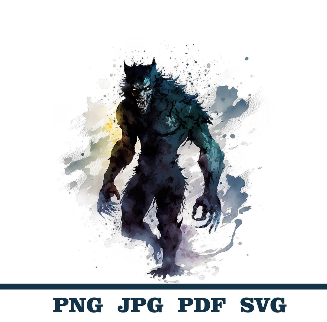 Werewolf Clipart Werewolf Watercolor Clipart Fantasy - Etsy