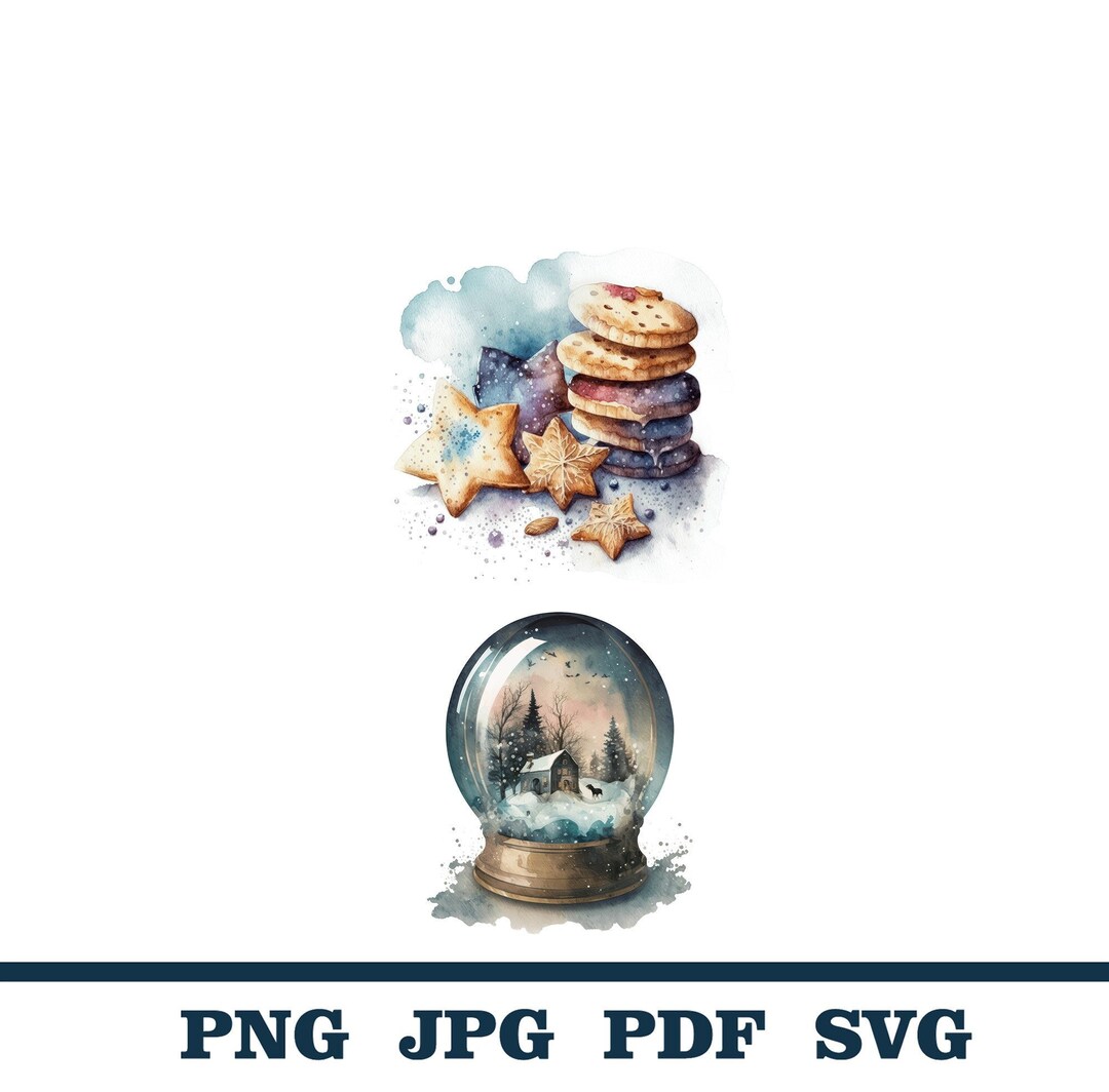 Christmas Snow Globe Watercolor Clipart Winter Holiday Snow - Etsy