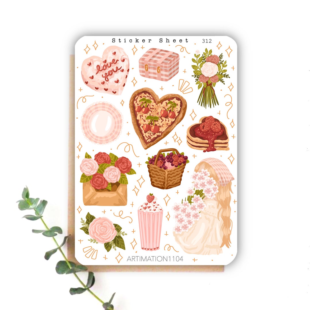 Sticker Sheet romantic Picnic 312 Bullet Journal, Scrapbook , Planner ...