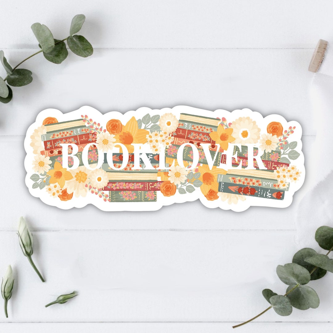 Sticker boekenliefhebber | Boeken met bloemen, glanzende plannersticker ...