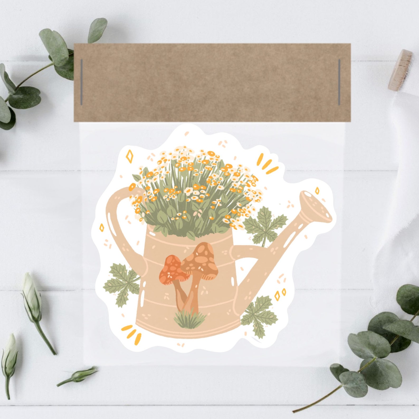 Cottage Core Sticker Collectible : Watering Can Decorative | Etsy