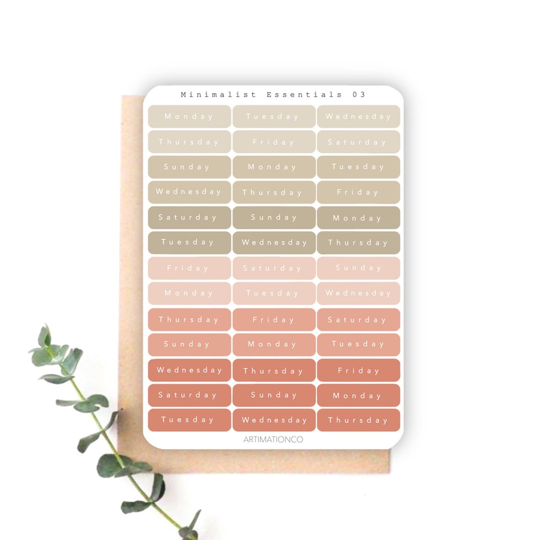 Sticker Sheet Minimalist Essentials 03 Days Bullet Journal, Scrapbook ...