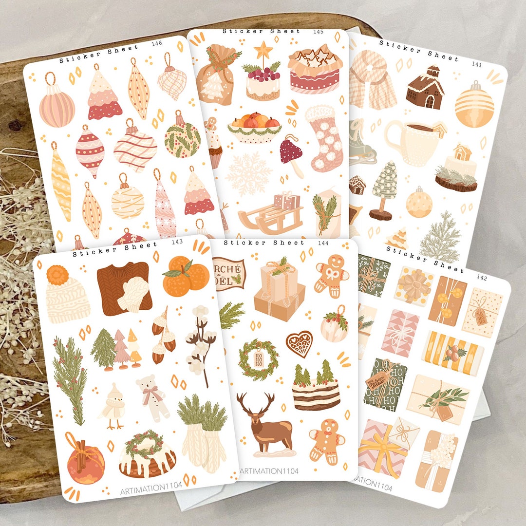 Winter Sticker Bundle of 6 Christmas Sheets | Bullet Journal, Scrapbook ...