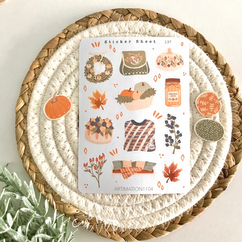 Fall Sticker Sheet BUNDLE of 8 Bullet Journal Sticker | Etsy