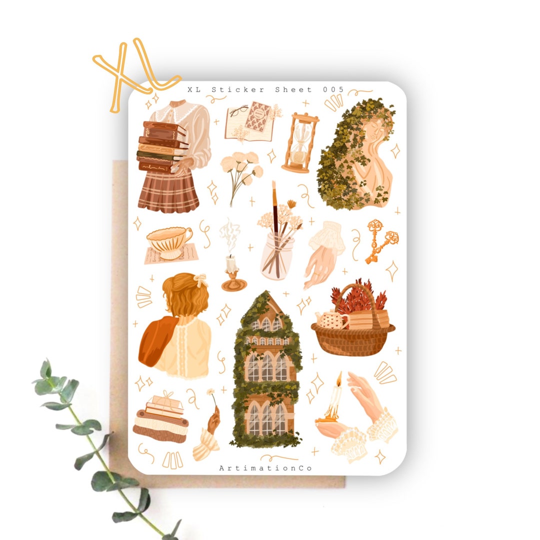 Sticker Sheet XL "light Academia“ 005 | Bullet Journal, Scrapbook ...