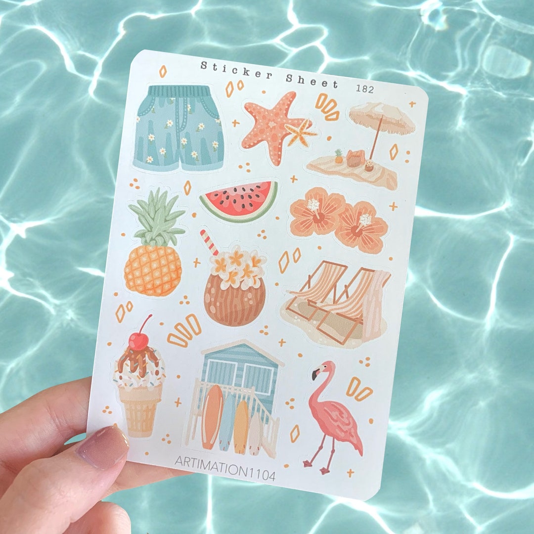 Sticker Sheet "july“ 182 | Bullet Journal, Scrapbook , Planner , Beach ...