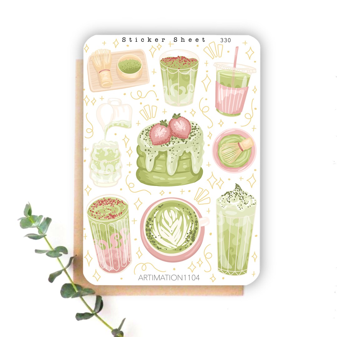 Sticker Sheet "matcha Love “ 330 | Bullet Journal, Scrapbook , Planner ...