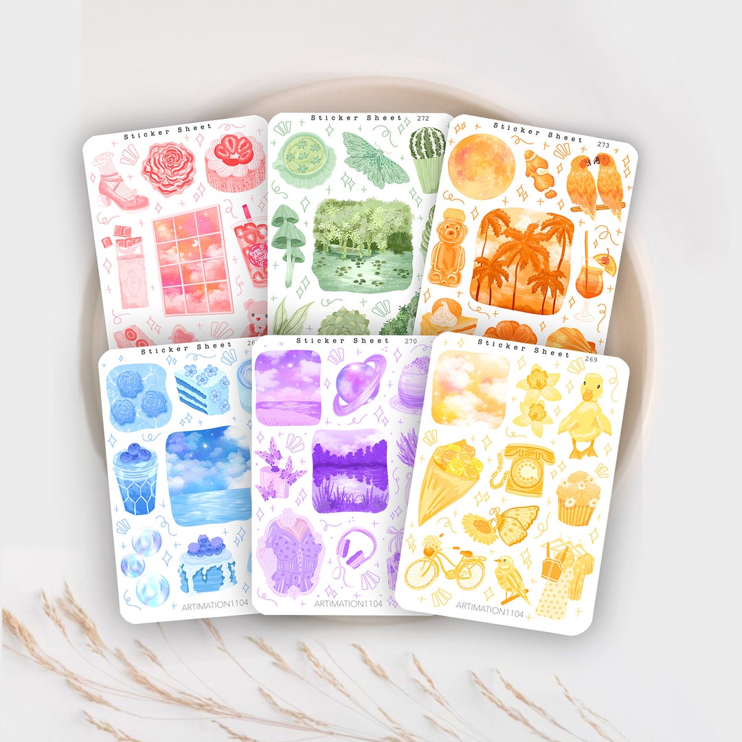 Rainbow Sticker Sheet Bundle of 6 | Bullet Journal, Scrapbook , Planner ...