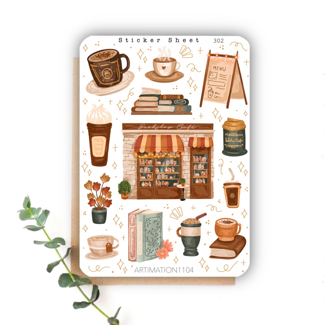 Sticker Sheet "bookshop Café“ 303 | Bullet Journal, Scrapbook , Planner ...