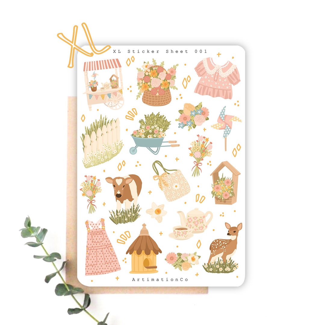 18 Pcs XL Sticker Sheet garden Party 001 Bullet Journal Sticker ...