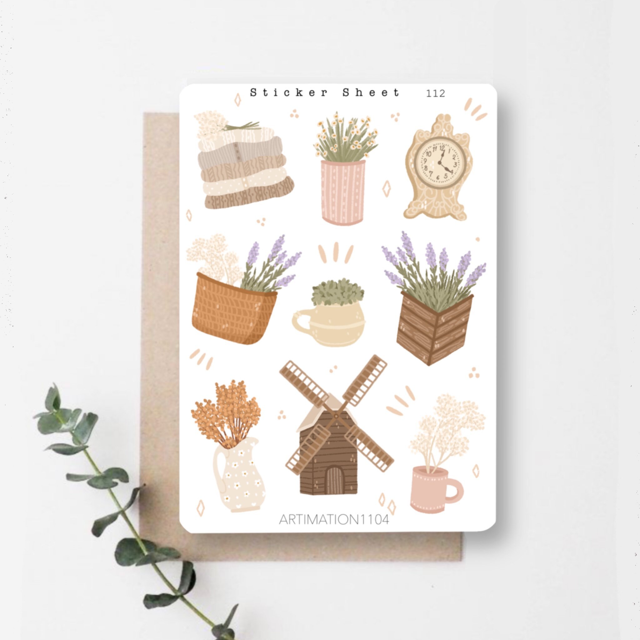9pcs Sticker Sheet lavender Cream Farm 112 - Etsy