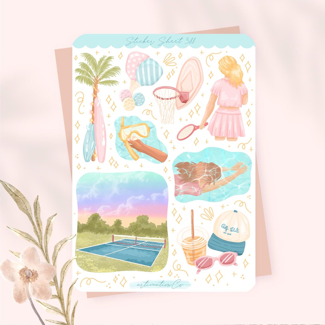 Sticker Sheet “summer Sports“ 388 | Bullet Journal, Scrapbook , Planner ...
