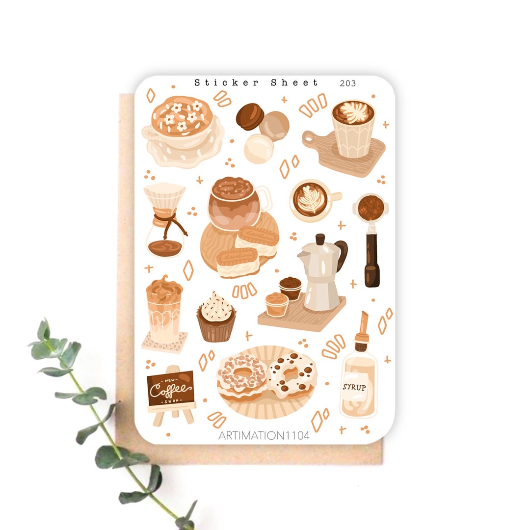 Sticker Sheet "coffee Shop“ 203 | Bullet Journal, Scrapbook , Planner ...