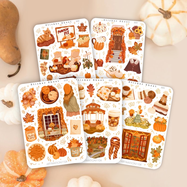 Autumn 2022 Bundle of 5 Sticker Sheets Bullet Journal - Etsy