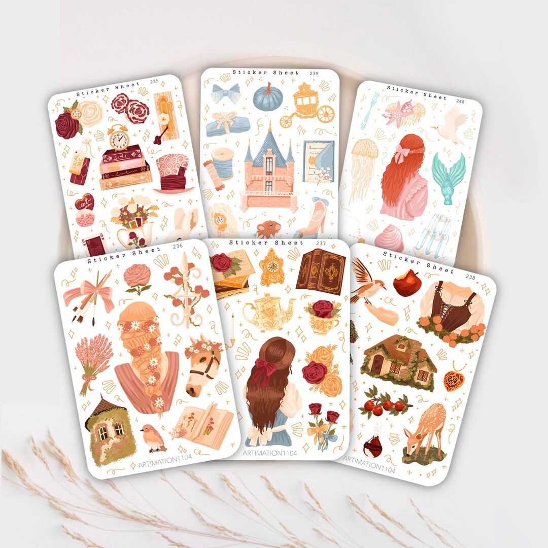 Fairytale Sticker Sheet Bundle of 6 | Bullet Journal, Scrapbook ...