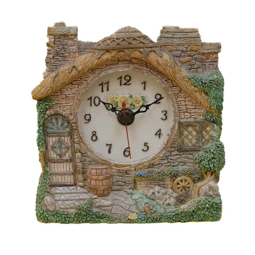 90s Vintage Cottagecore Table Clock / Resin Cute Cottage House ...
