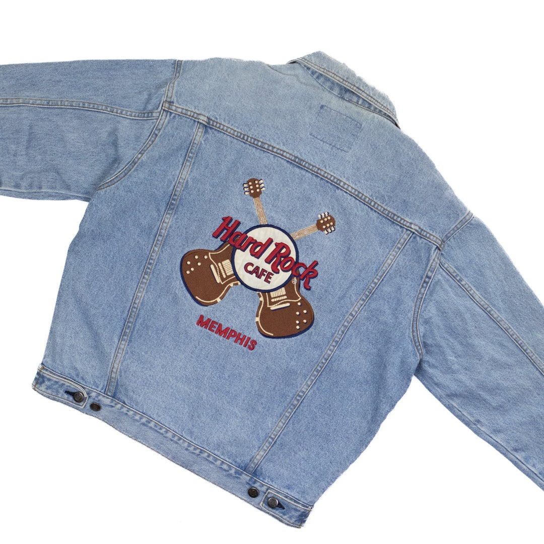 Vintage 90s Hard Rock Cafe Guitars Jacket / Blue Denim HRC Memphis Logo ...