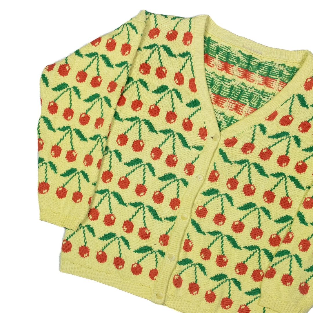 1980's Vintage Cherry Cardigan Size Medium / Hippie 80's Women's Knit ...