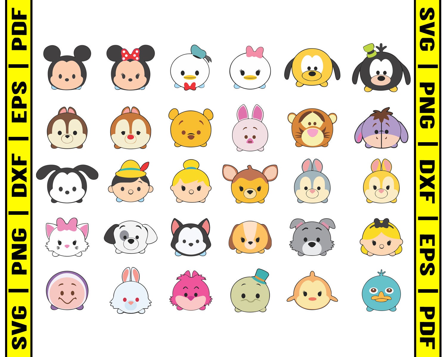 Disney Tsum Tsum SVG Png Dxf Eps Pdf for cricut Clipart | Etsy