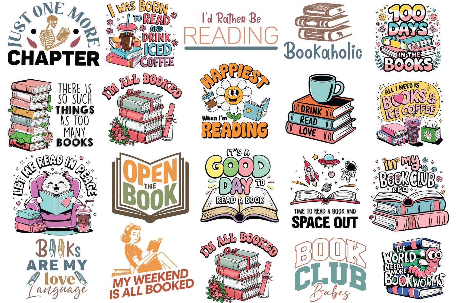 Book Lover SVG Bundle (200+ Designs), Bookish PNG, Reading SVG, Fantasy ...